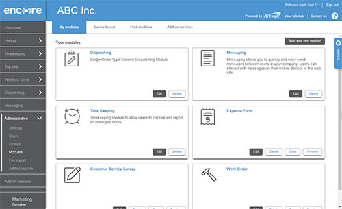 Encore Self-Help Wizard - Actsoft, The GPS Fleet Tracking & MRM Leader